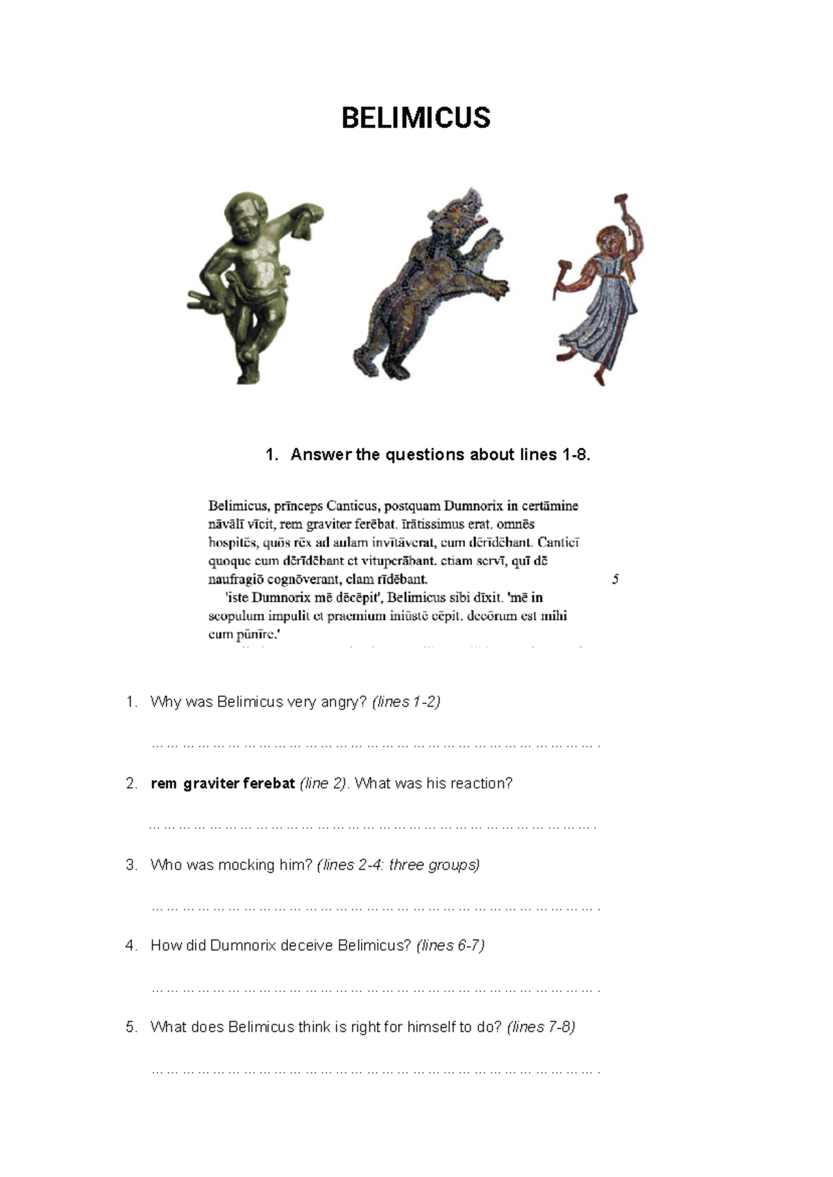 Belimicus activities - Latin lessons, practise sheets, etc - BELIMICUS ...