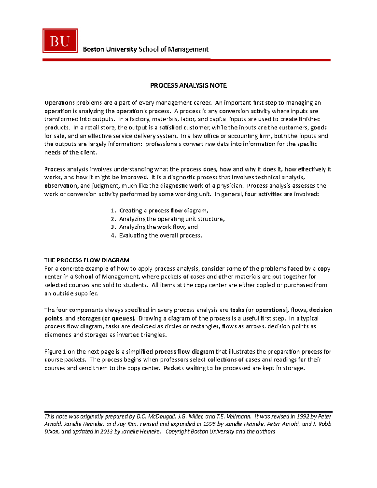 Process Analysis Note 2013 2 - Boston University School of Management ...