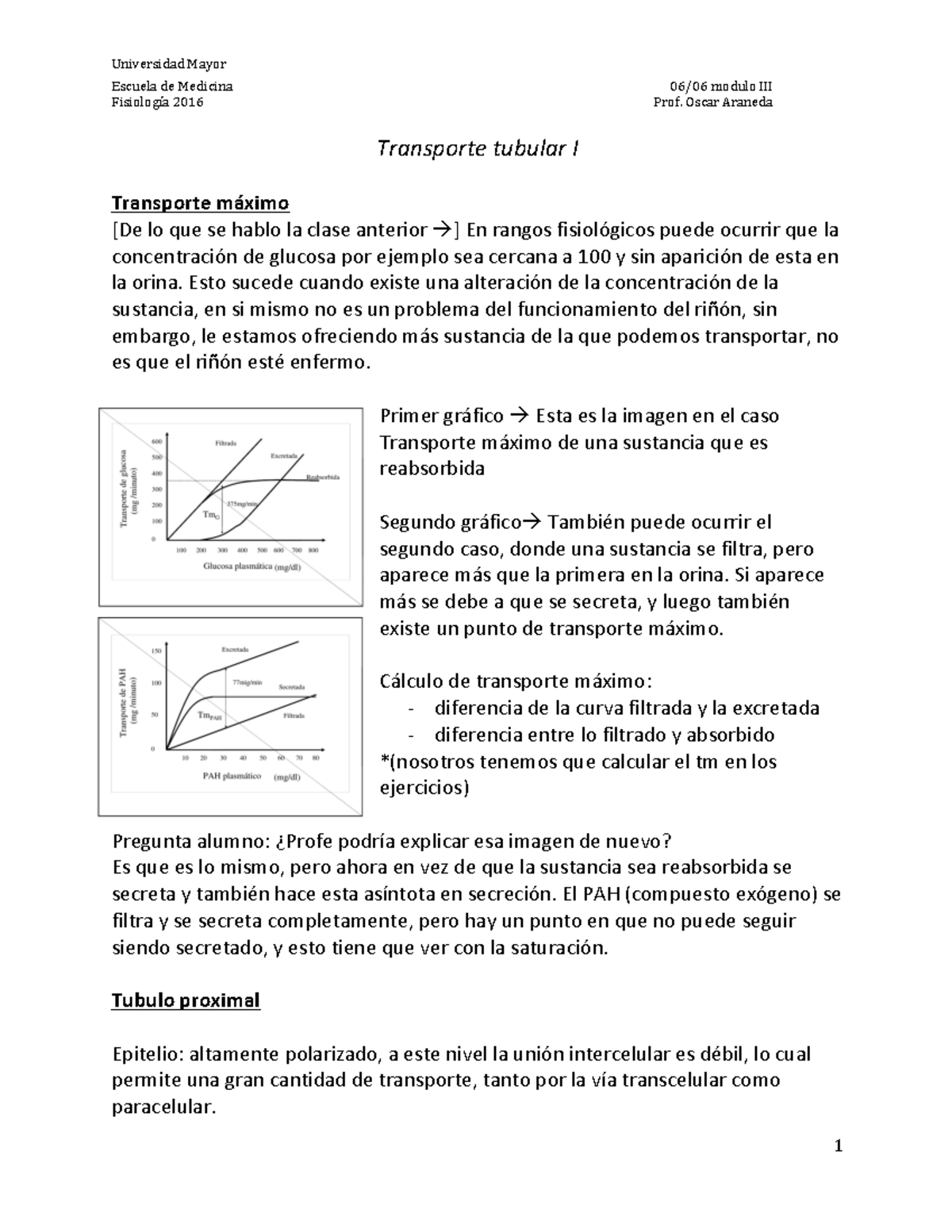 5.Transporte tubular I y II - Universidad Mayor Escuela de Medicina ...