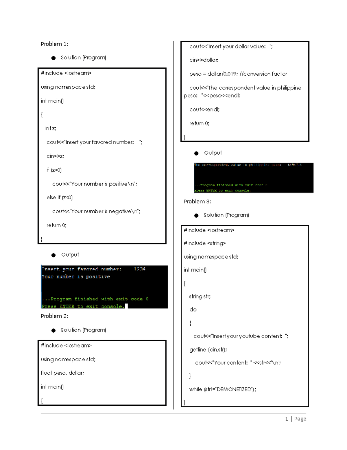 Problem 1 Ict2 Problem 1 Solution Program Include Using Namespace 4235