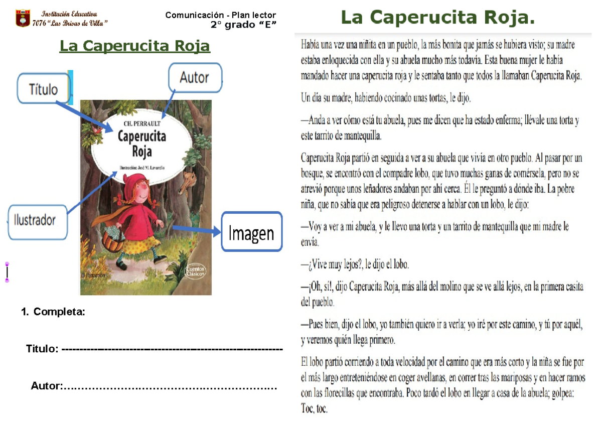 Fichas DE Aplicación - PLAN Lector Primera Semana - Lengua y Literatura ...