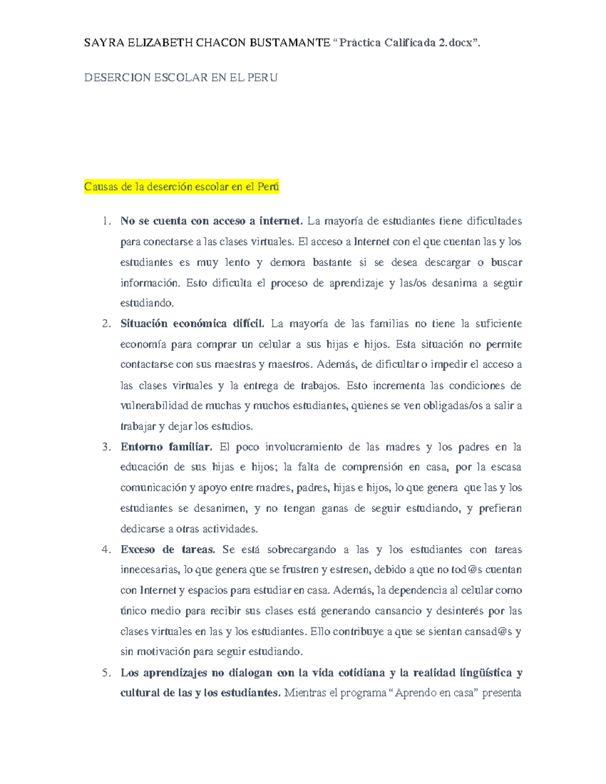 Desercion Escolar EN EL PERU - SAYRA ELIZABETH CHACON BUSTAMANTE ...