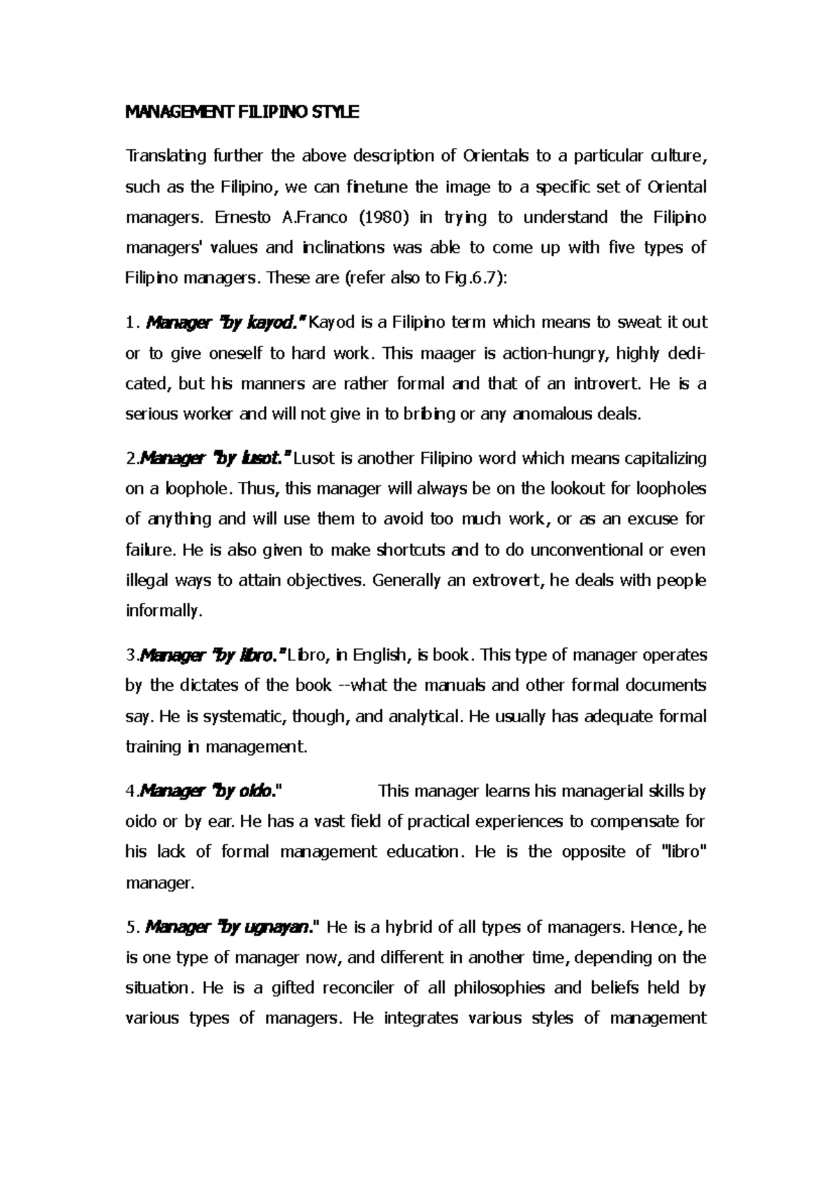 Management Filipino Style - MANAGEMENT FILIPINO STYLE Translating ...