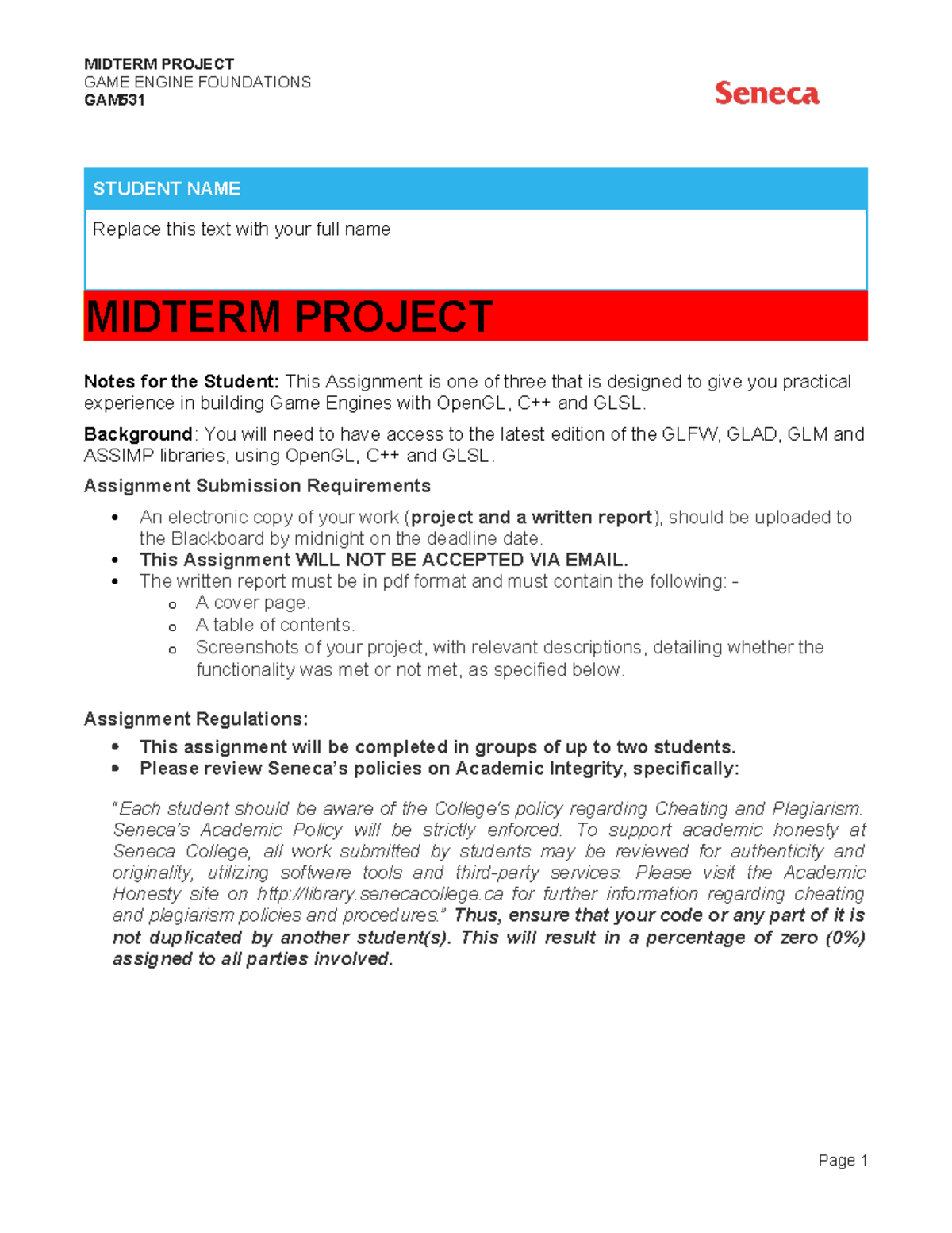 Midterm Project Fall 2023 - Tagged - GAME ENGINE FOUNDATIONS GAM STUDENT NAME Replace this text ...