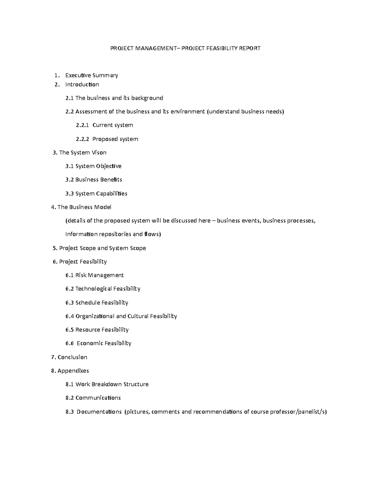 Project Management Feasibility Study Report 3 - PROJECT MANAGEMENT ...
