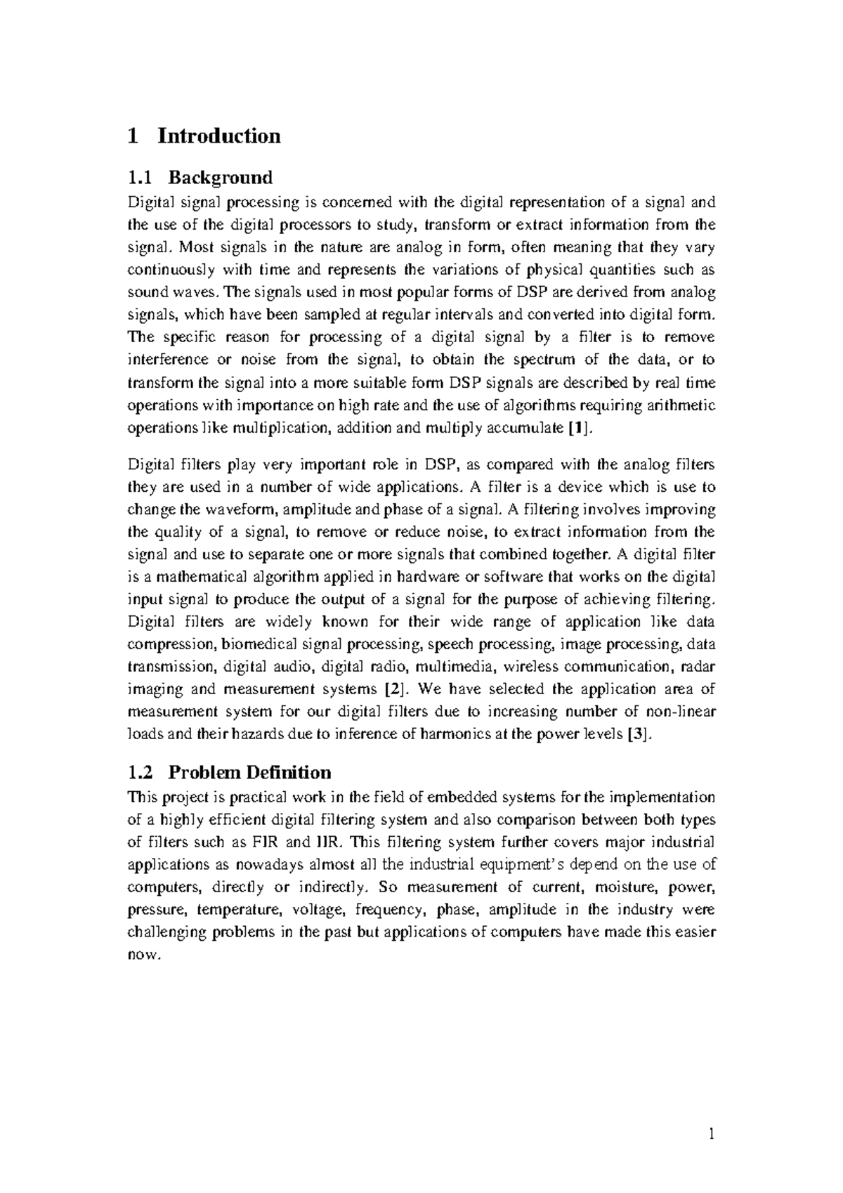 Introduction to Digital signal processing - 1 Introduction 1 Background ...