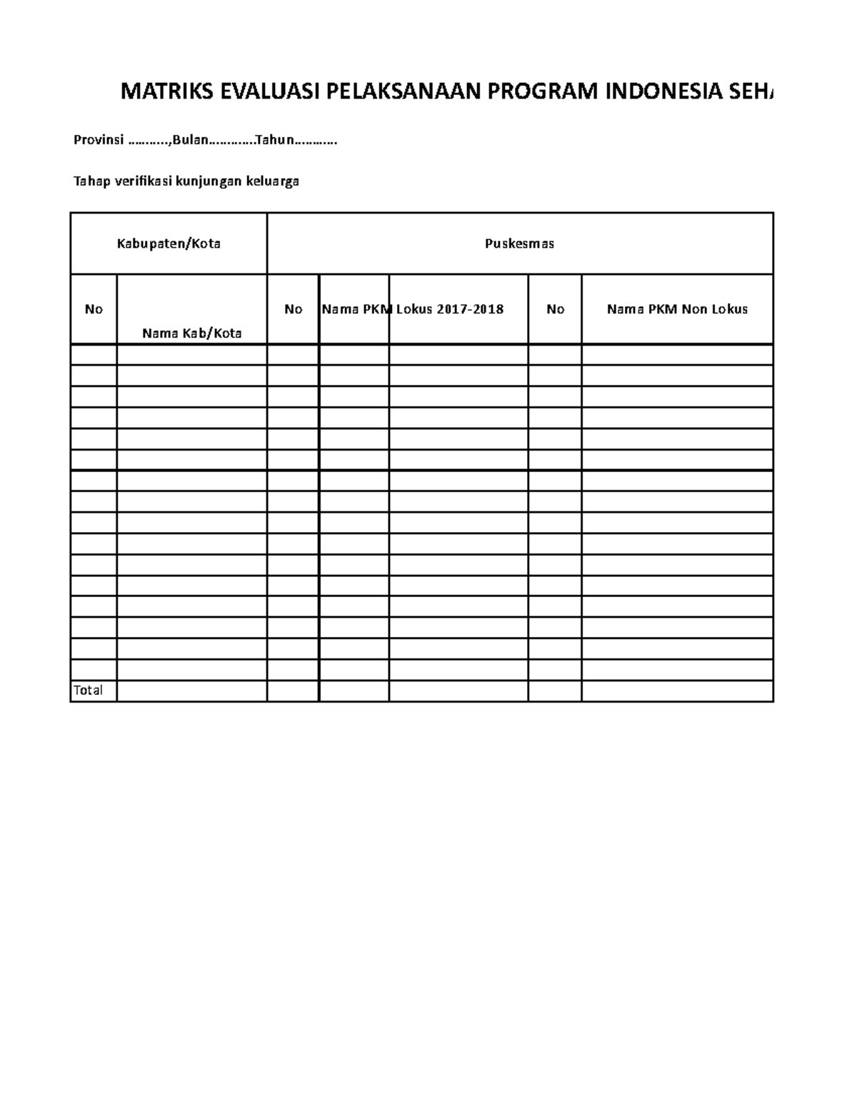Pdfcoffee - kerangka acuan kerja - MATRIKS EVALUASI PELAKSANAAN PROGRAM INDONESIA SEHAT DENG ...