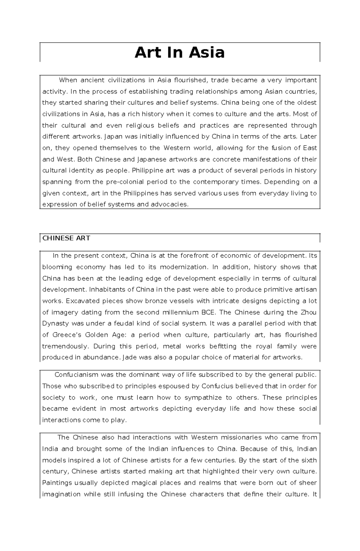 Art-In-Asia - Notes - Art In Asia When ancient civilizations in Asia ...