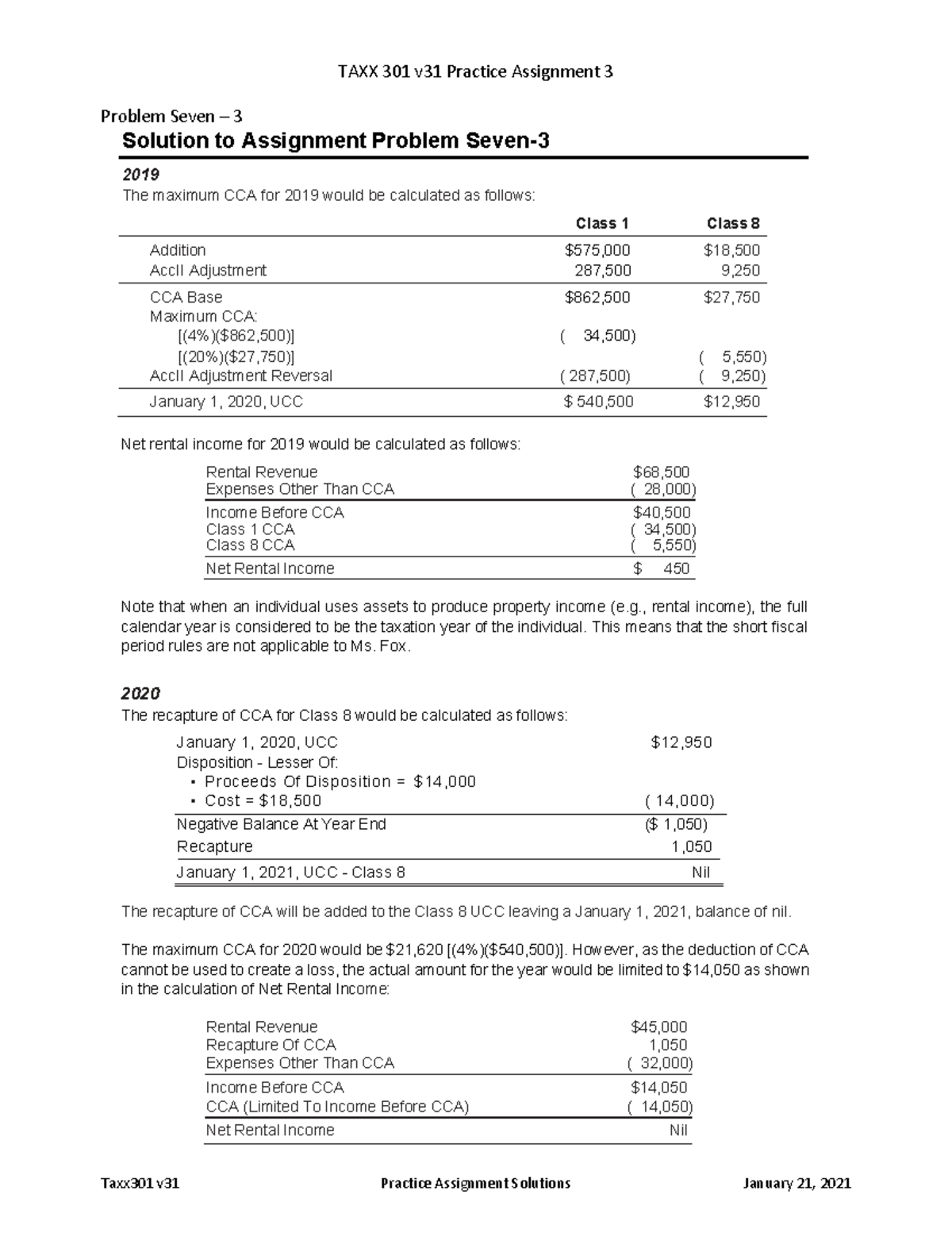 TAXX 301 v31 Practice Assignment 3 Solutions - TAXX 301 v31 Practice ...