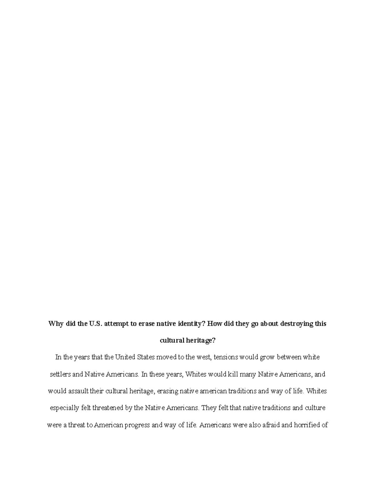 American History Early 1900s - Why did the U. attempt to erase native ...