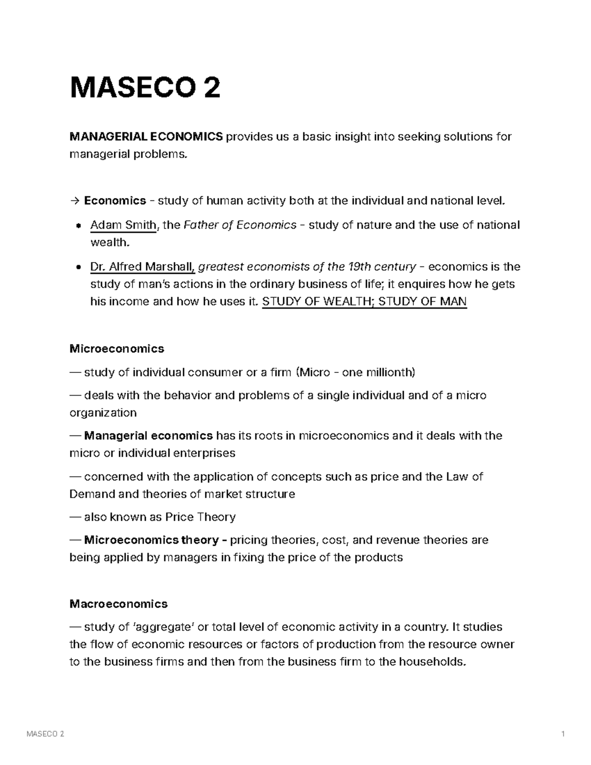 Maseco-2-MTE - MASECO 2 MANAGERIAL ECONOMICS provides us a basic ...