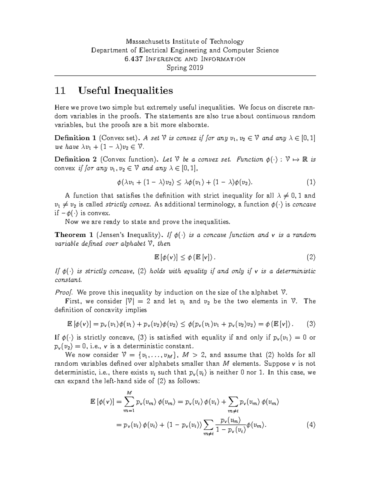 11 Useful Inequalities - Massachusetts Institute of Technology ...