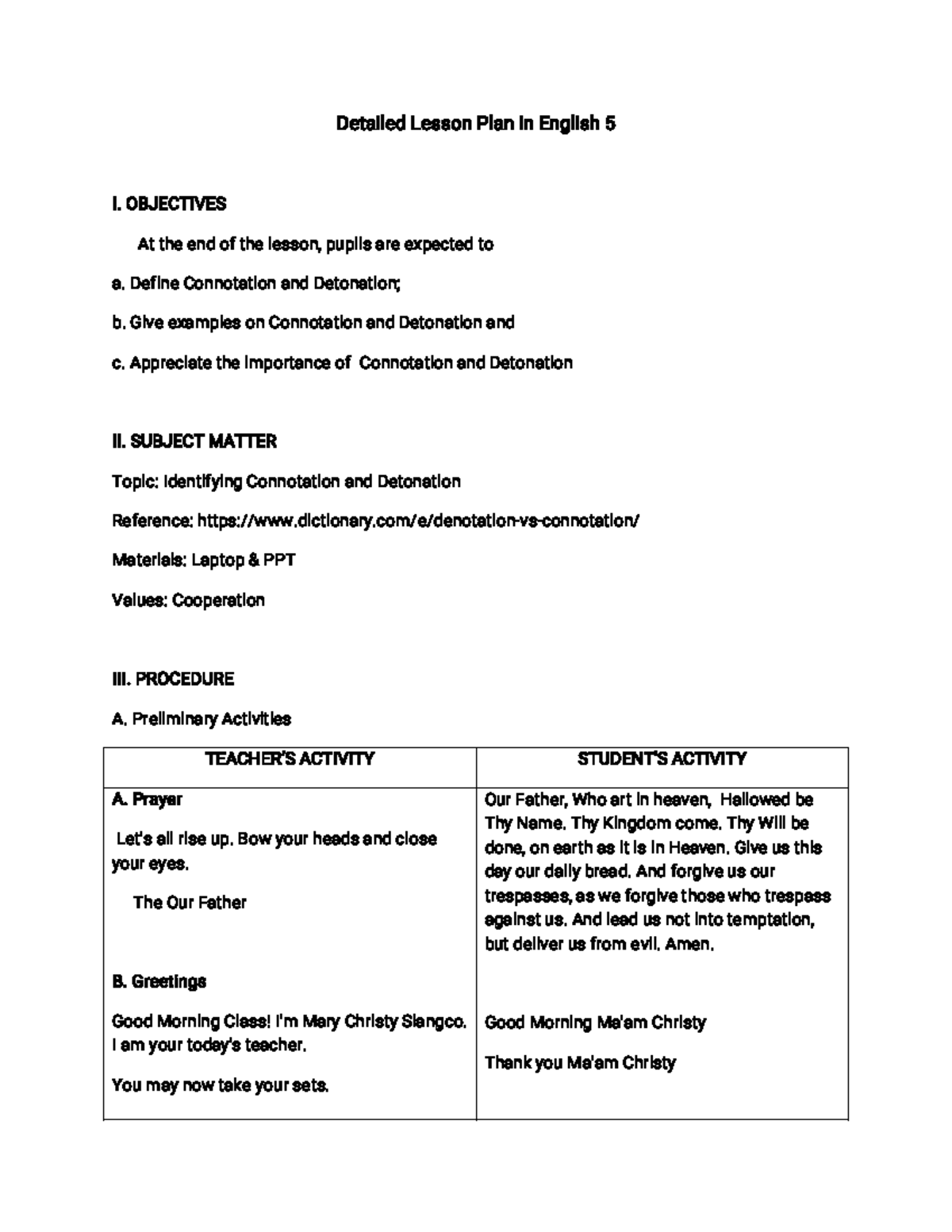 DLP ( Connotation&Detonation) - Detailed Lesson Plan in English 5 I ...