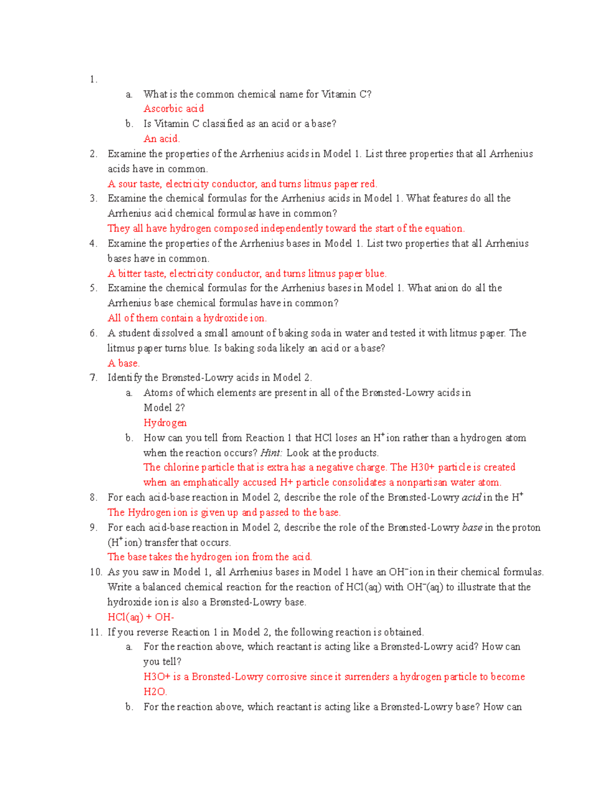 Inquiry Acids and Bases Questions - 1. a. What is the common chemical ...