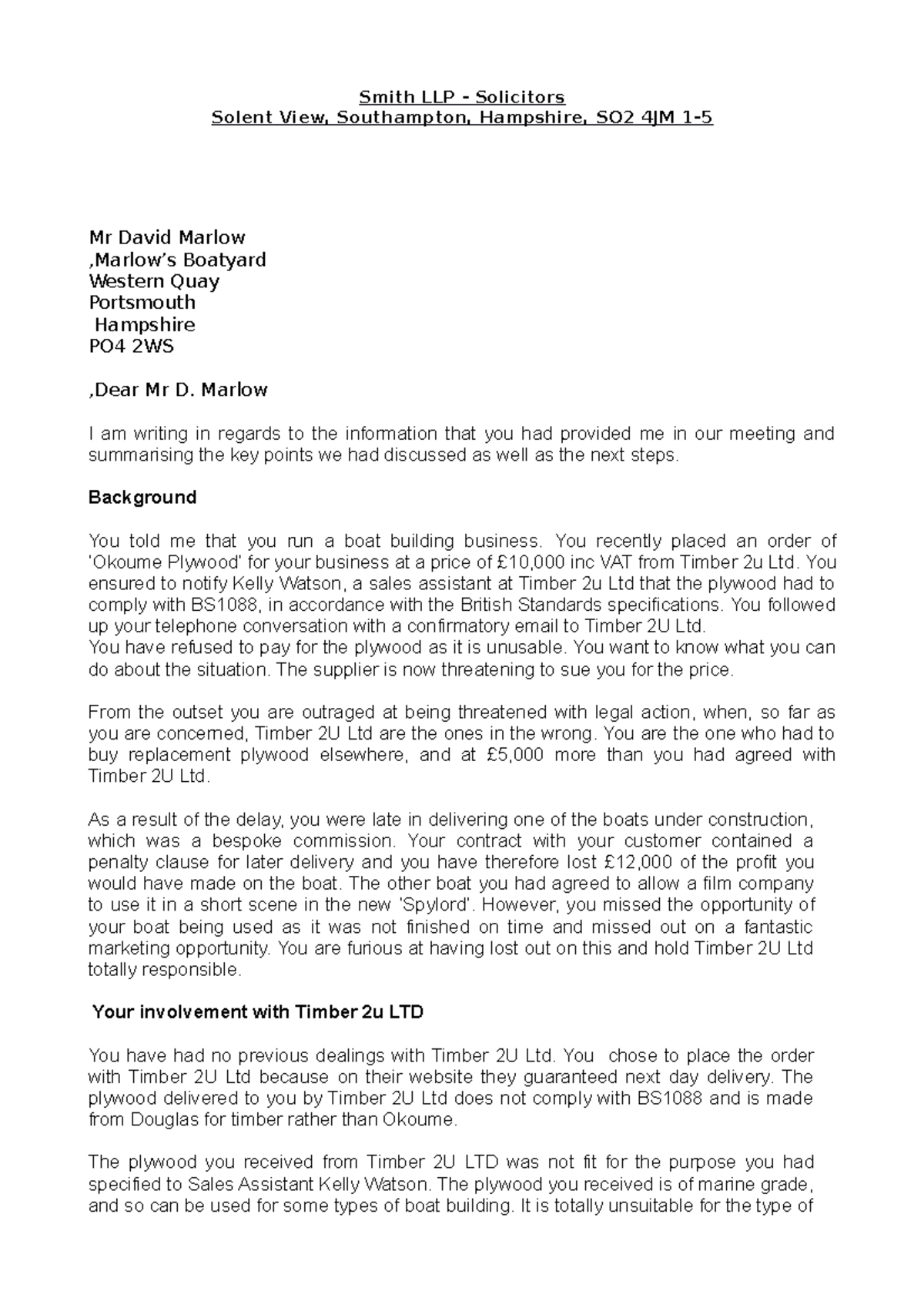 Ipp drafting assesment practice timber - Smith LLP - Solicitors Solent ...