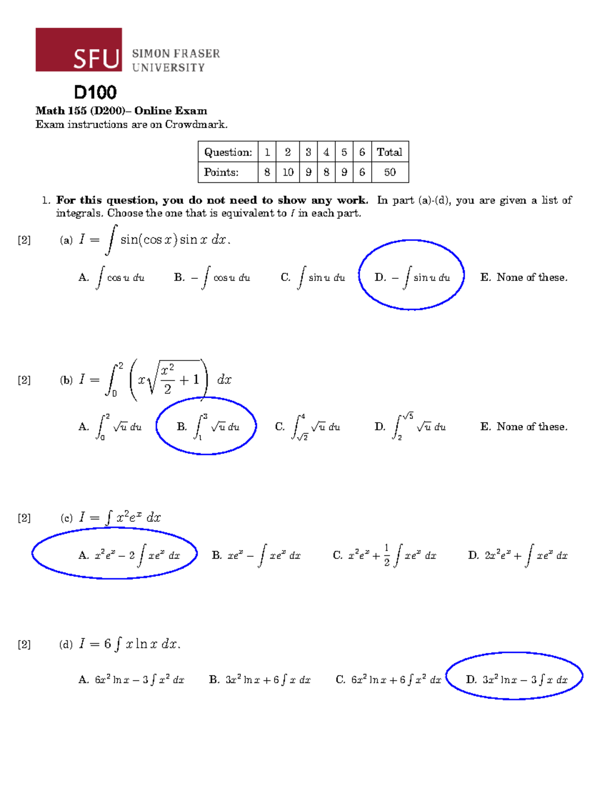 Test 5 20 April 2020, questions and answers - Math 155 Online Exam Exam ...