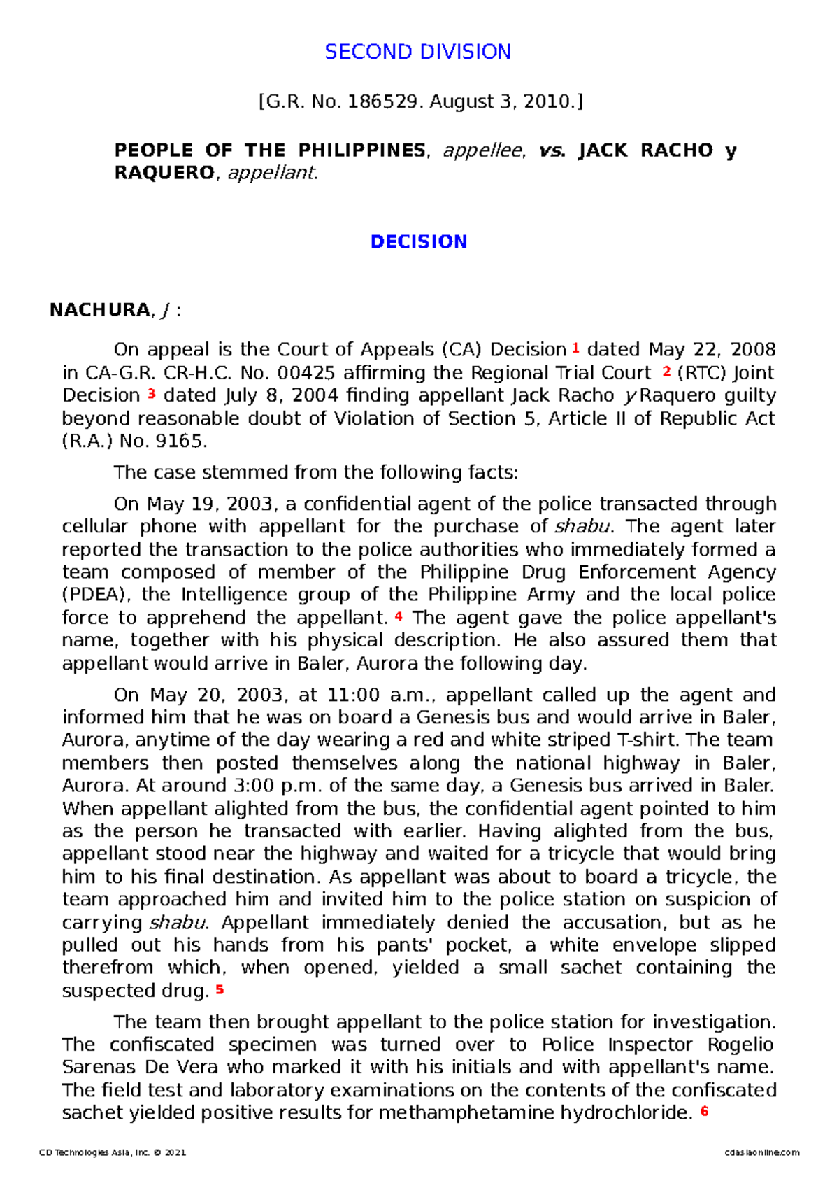 People v - case digest - SECOND DIVISION [G. No. 186529. August 3, 2010 ...
