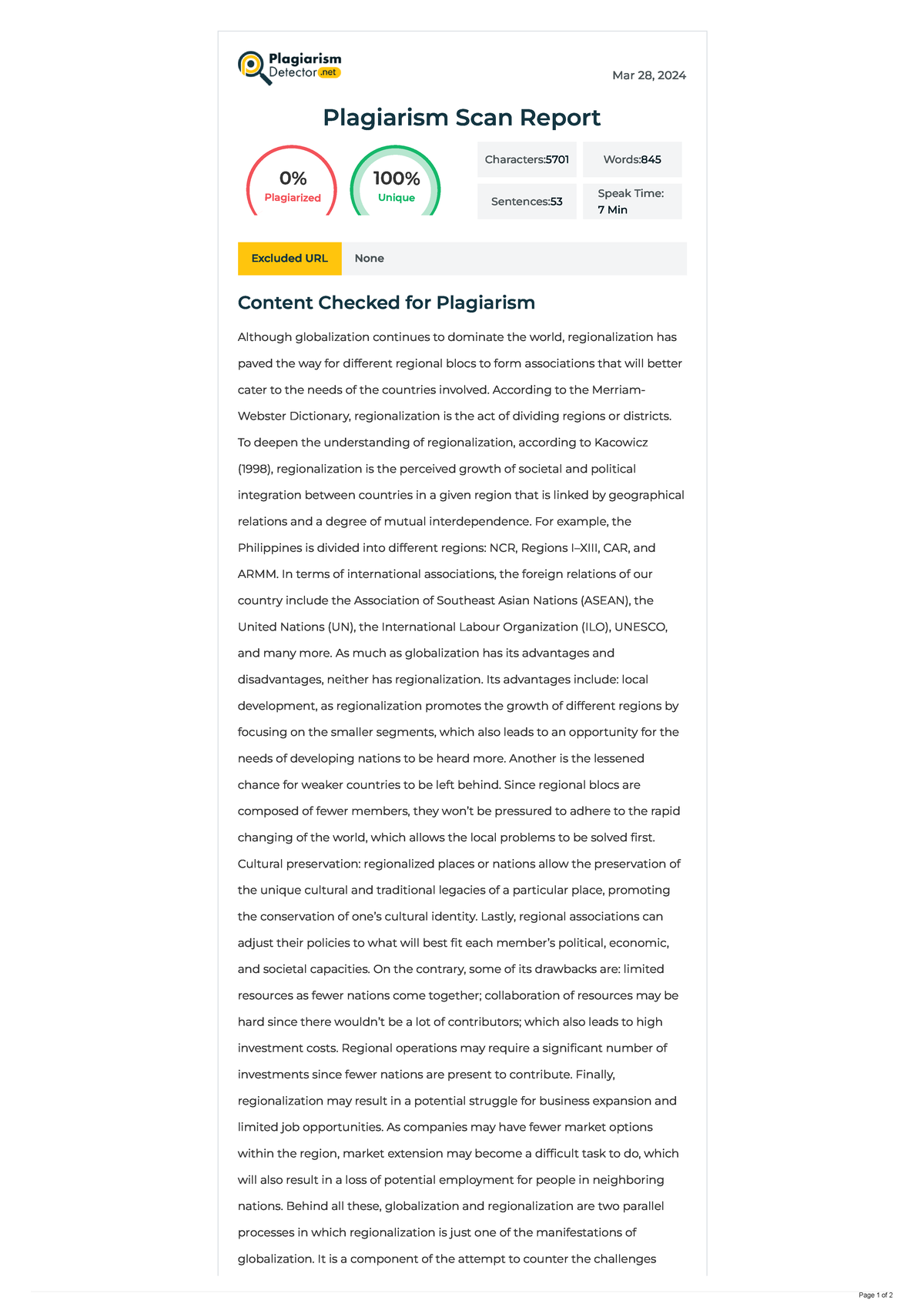 PLag plag plag plag - Mar 28, 2024 Plagiarism Scan Report Excluded URL ...