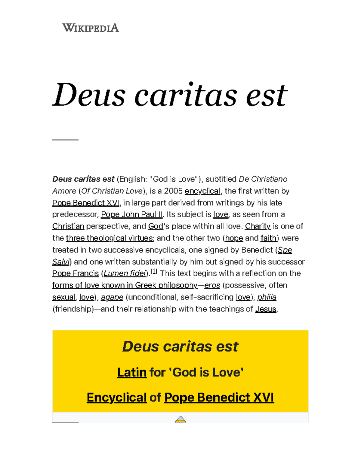 Deus caritas est - Wikipedia - Deus caritas est ####### Deus caritas ...