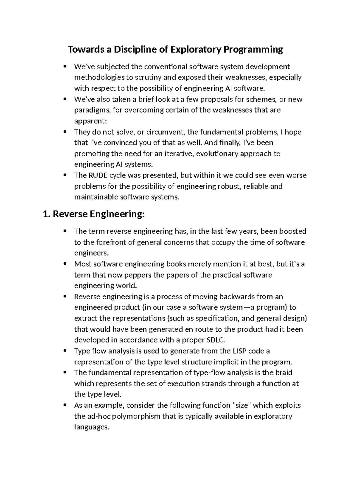 SE AI-Uint-III - Important questions and answers - Towards a Discipline of Exploratory ...