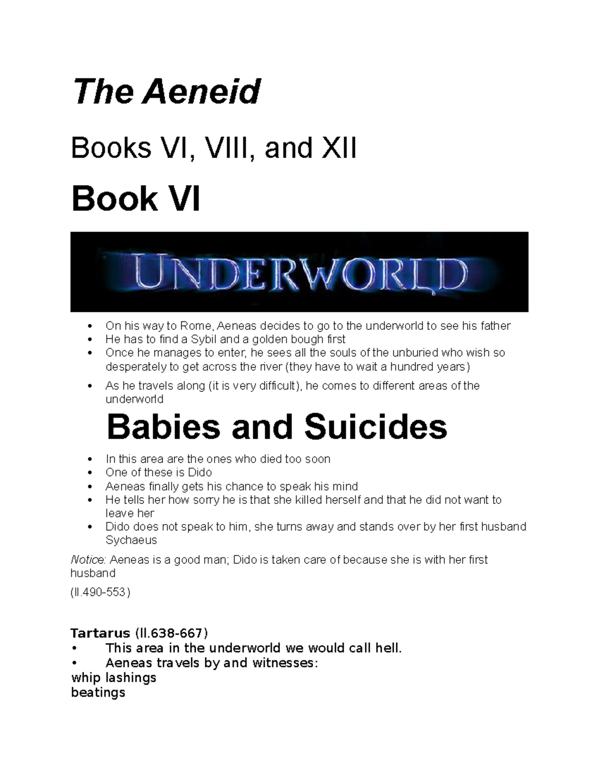The Aeneid 3 - notes - The Aeneid Books VI, VIII, and XII Book VI On ...