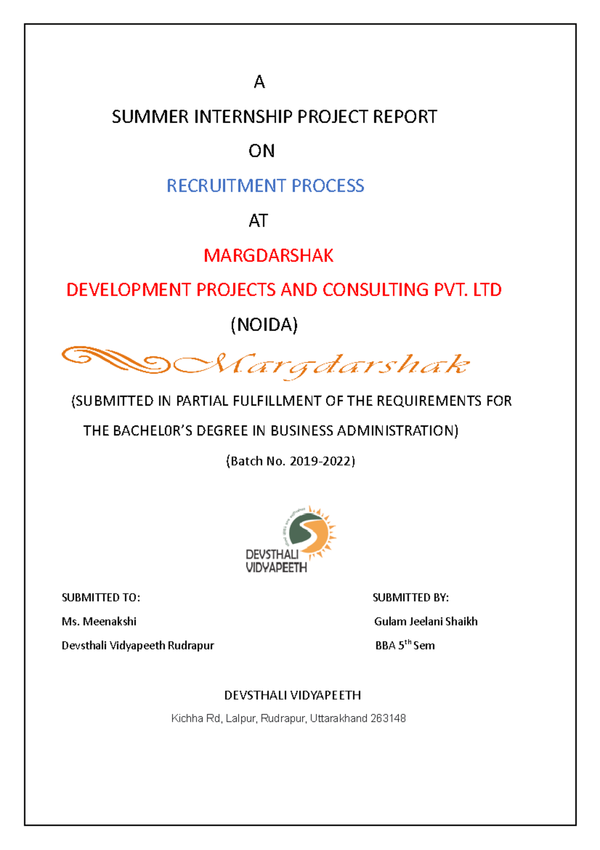 Summer Internship Project Report (1)MDPC - A SUMMER INTERNSHIP PROJECT ...