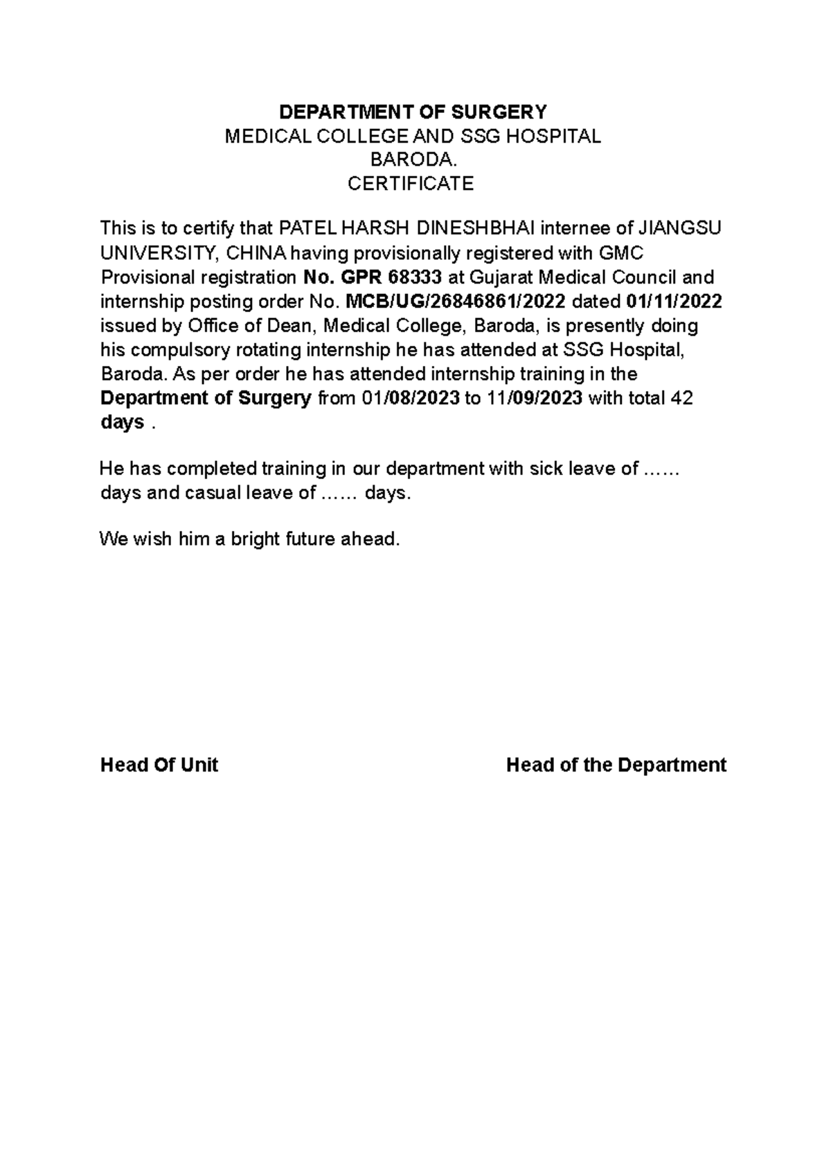 Surgery - DEPARTMENT OF SURGERY MEDICAL COLLEGE AND SSG HOSPITAL BARODA ...