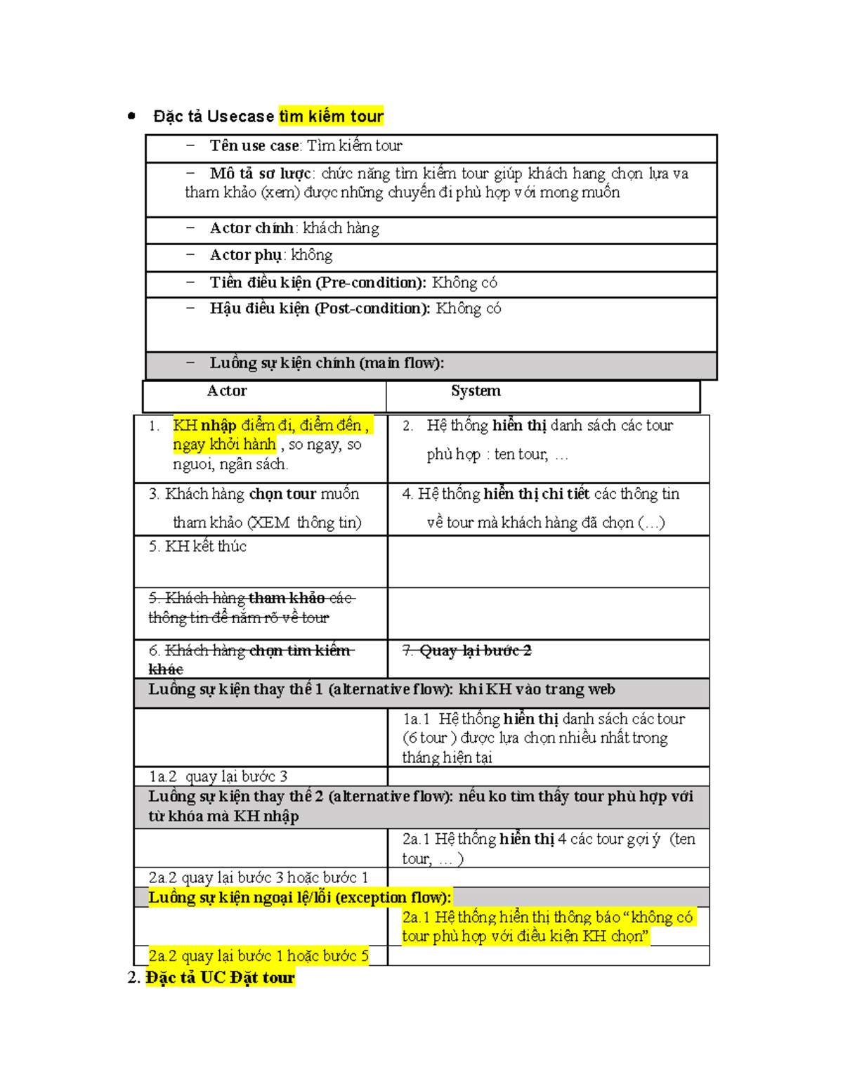 Suabai dacta UC - Đặc tả Usecase tìm kiếm tour − Tên use case: Tìm kiếm ...