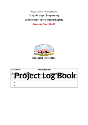 2. Project Log Book - Information technology - Sinhgad Technical ...