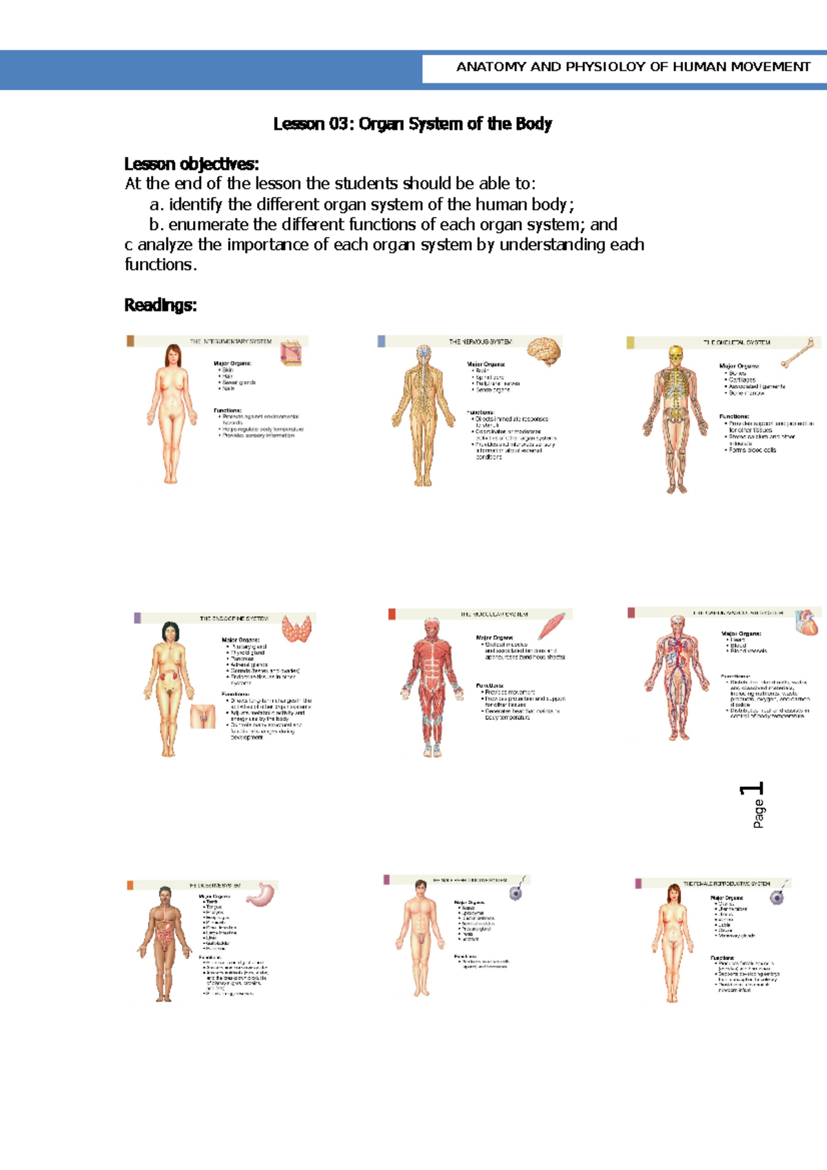 The Organ System of the Body - Lesson 03 : Organ System of the Body ...