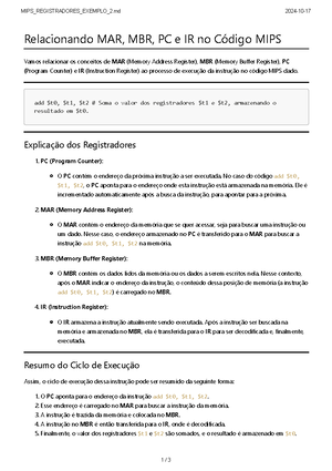 MIPS Registradores Exemplo 1 - Copia - Relacionamento entre ...