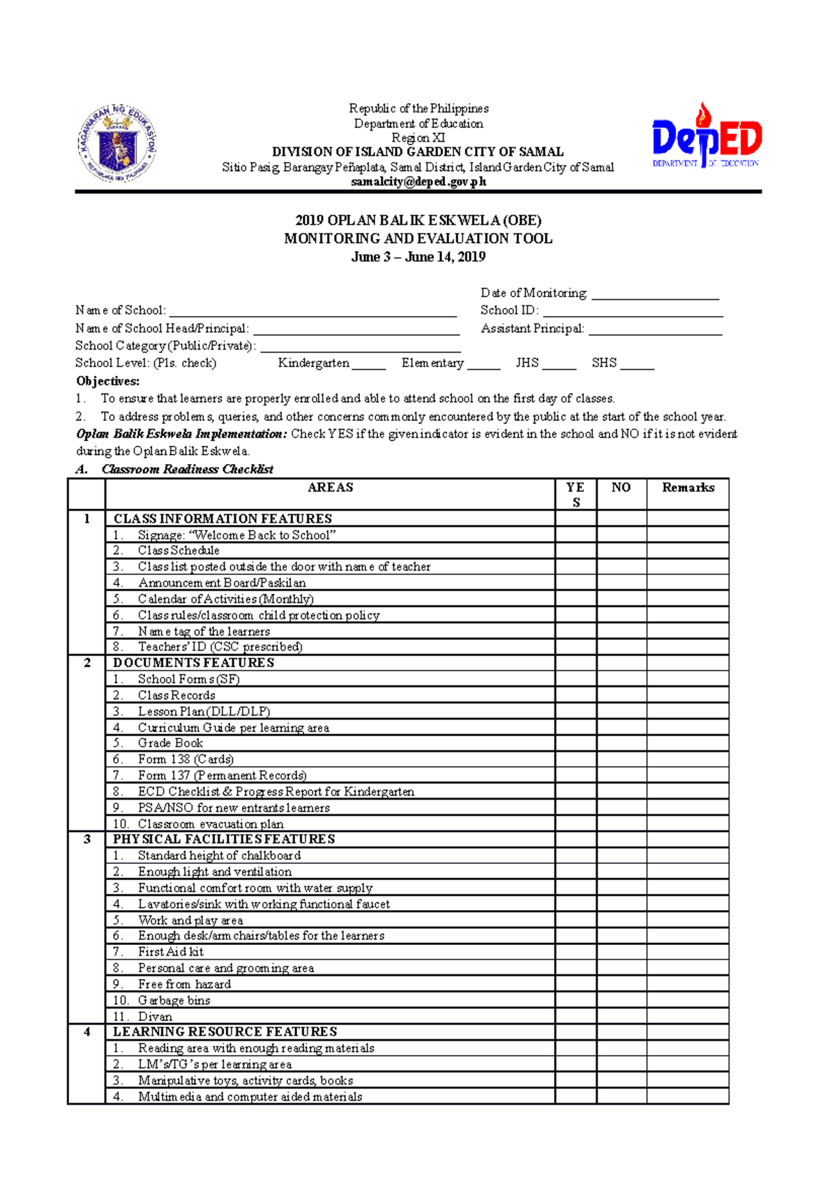 413137219-Monitoring-Tool - Republic of the Philippines Department of ...