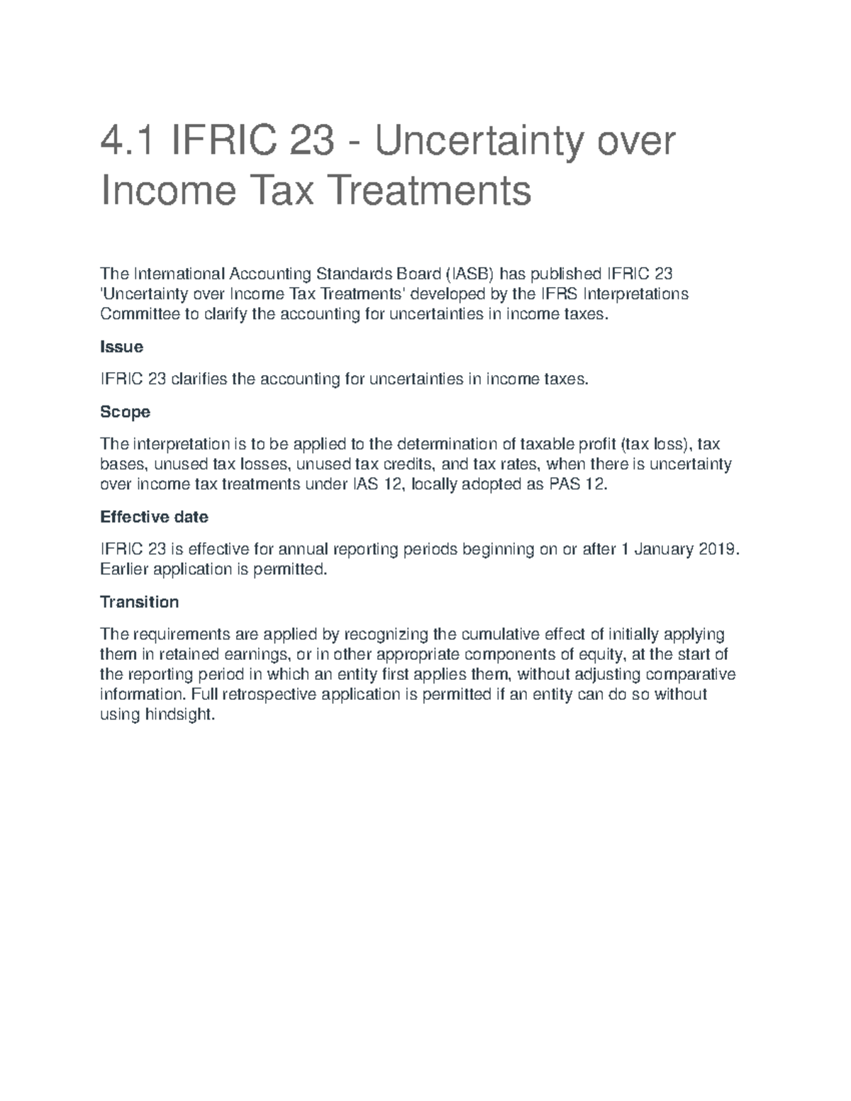 Acctg 033 Module 4 - Lecture notes 1, 3,7-10 - 4 IFRIC 23 - Uncertainty ...