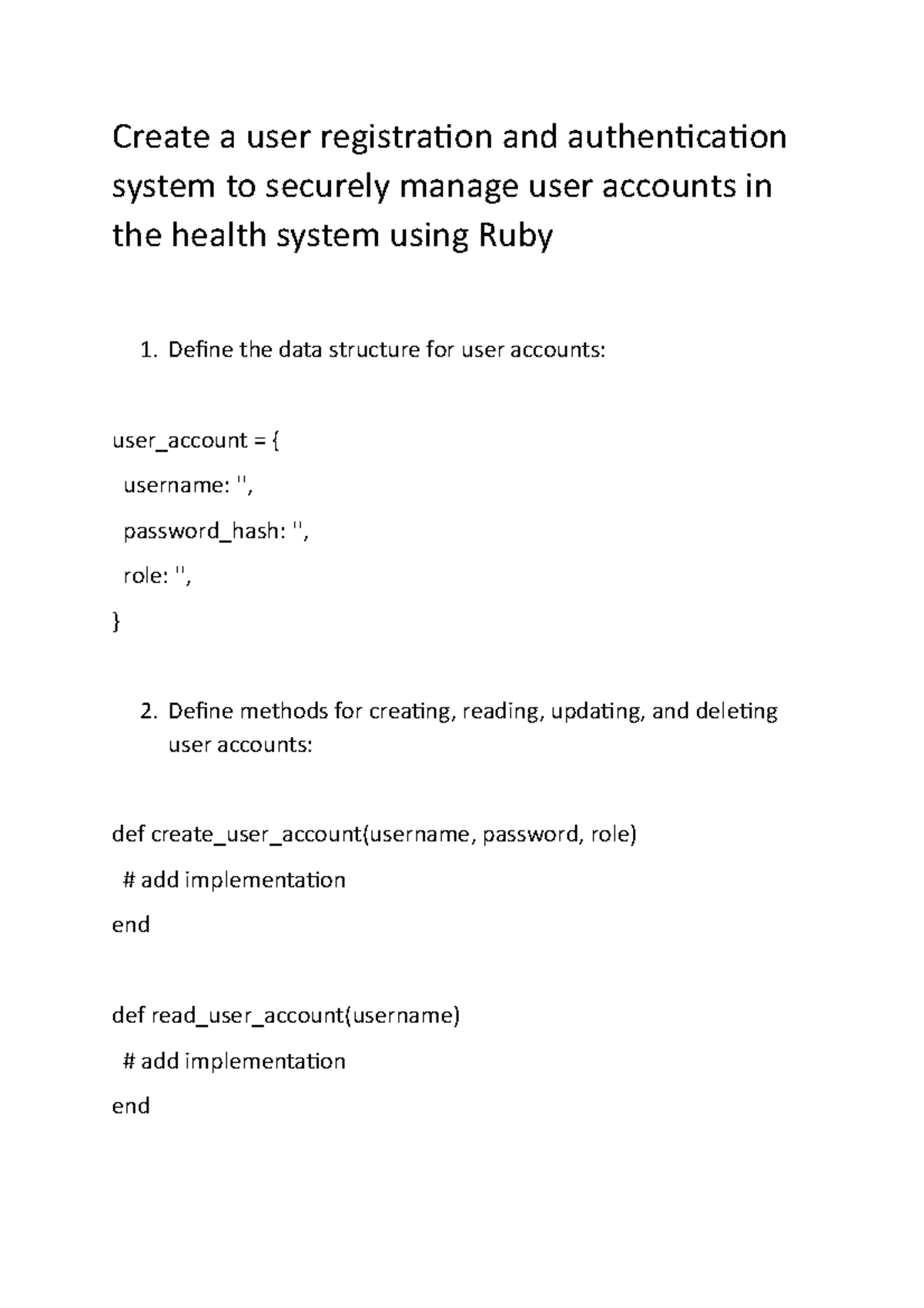 Accounts in the health system using Ruby - Create a user registration ...