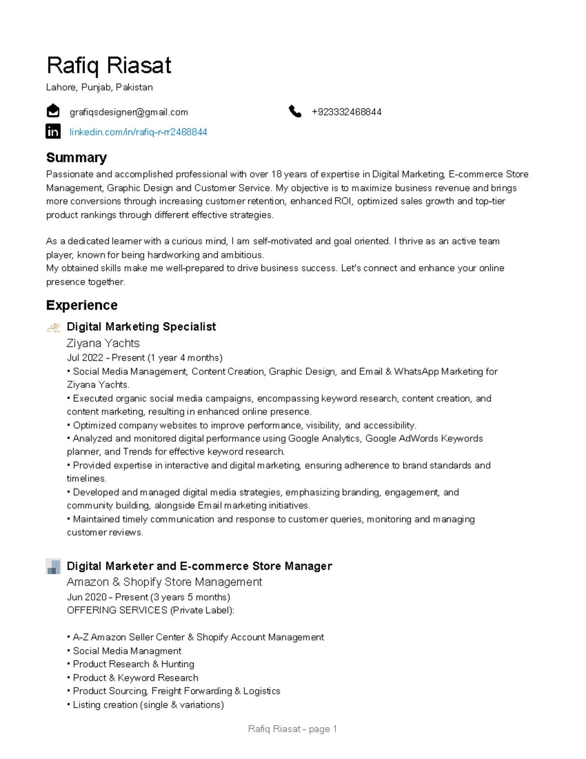 Resume-Rafiq-Riasat- Political Ideologies - Rafiq Riasat Lahore, Punjab, Pakistan - Studocu