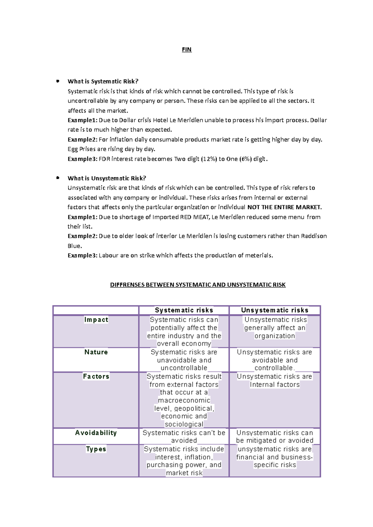 Business Communication - FIN What is Systematic Risk? Systematic risk ...