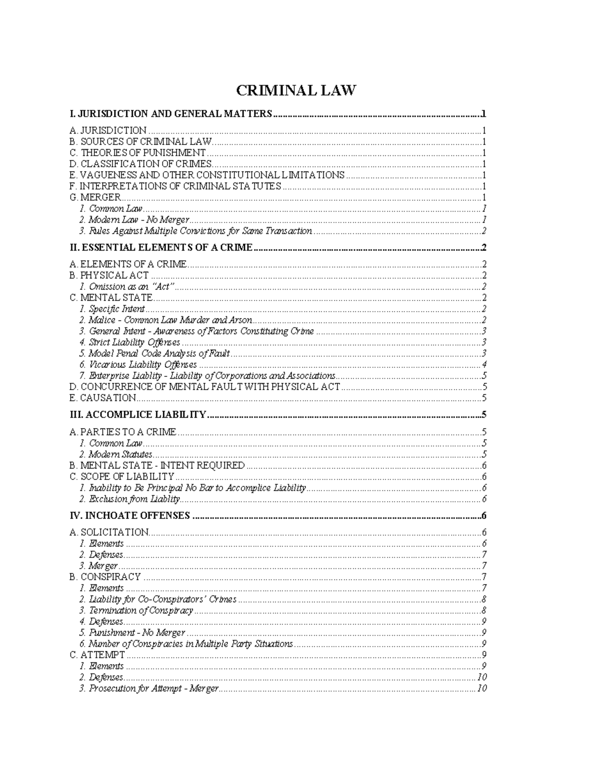 Criminal Law Review - Generic - CRIMINAL LAW ii I. JURISDICTION AND ...