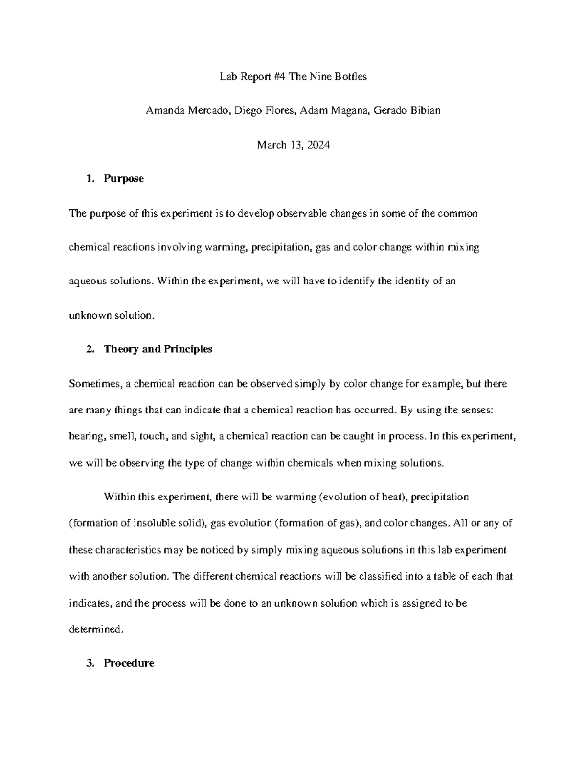 Lab Report Nine Bottles - Copy - Lab Report #4 The Nine Bottles Amanda ...