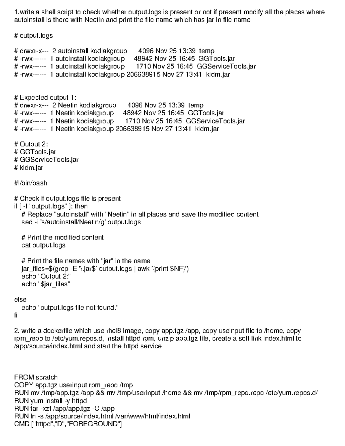 2024 Devos Sre Interview Questions 1 A Shell Script To Check Whether Output Is Present Or Not