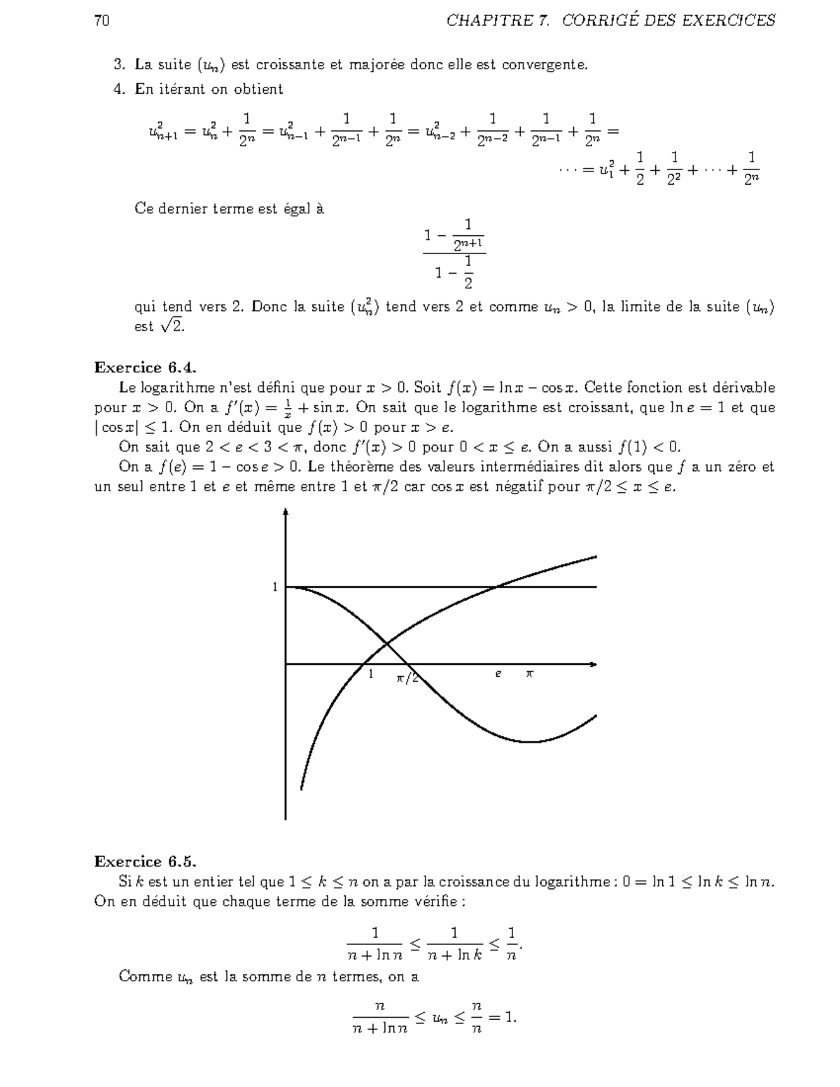 Ca1-24 - Ca1-24 - 70 CHAPITRE 7. CORRIG ́E DES EXERCICES La suite (un ...