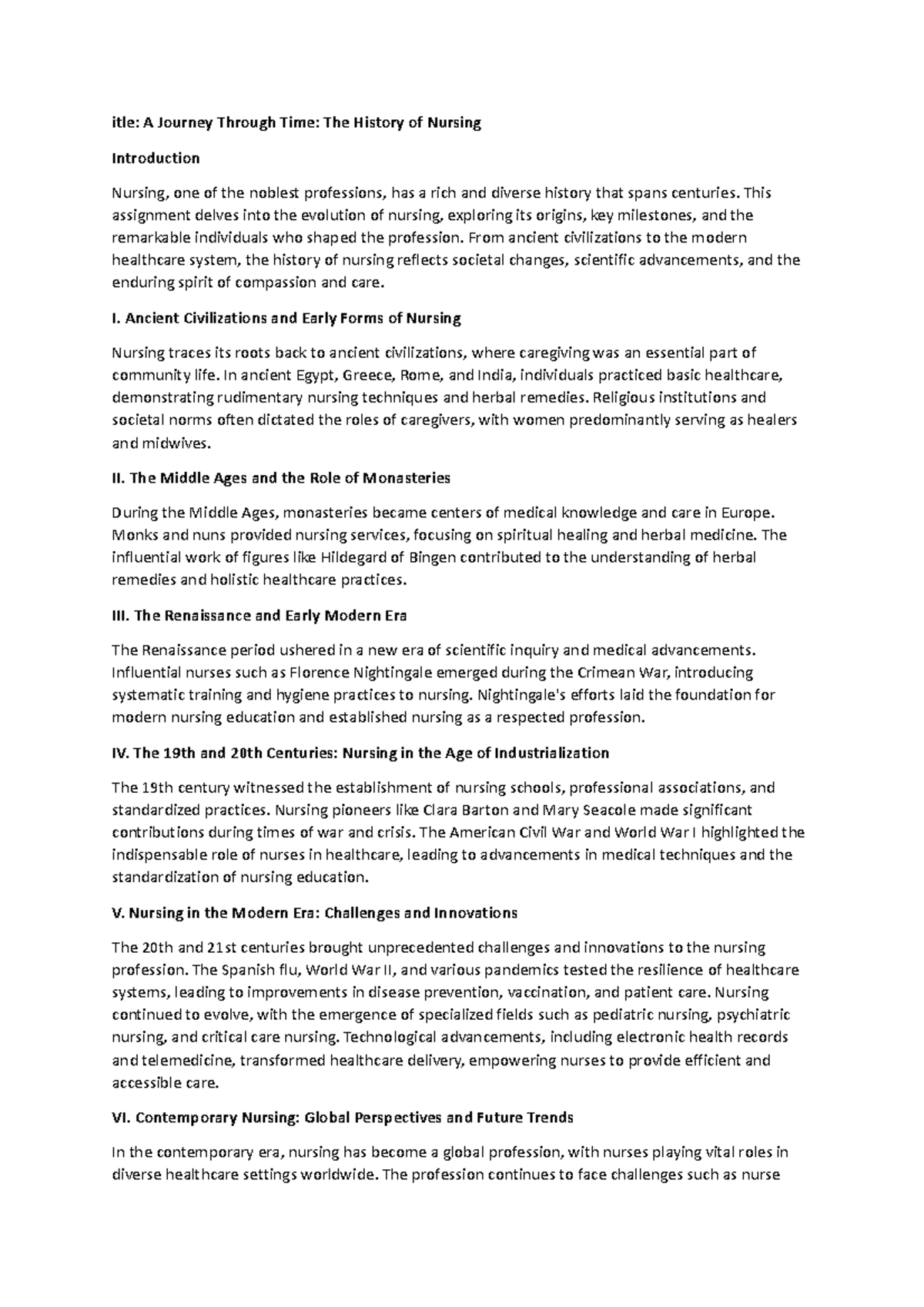 NH - Notes of history - itle: A Journey Through Time: The History of ...