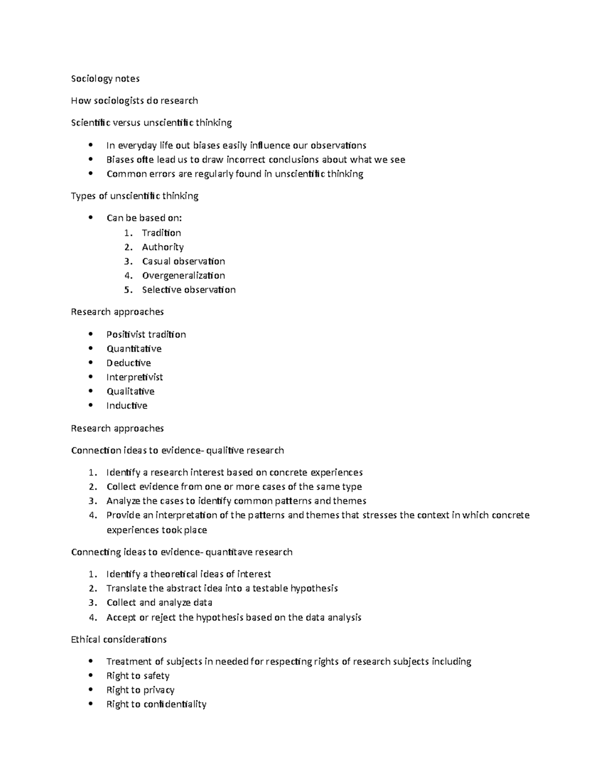 Chapter 2 - NOTES - Sociology notes How sociologists do research ...