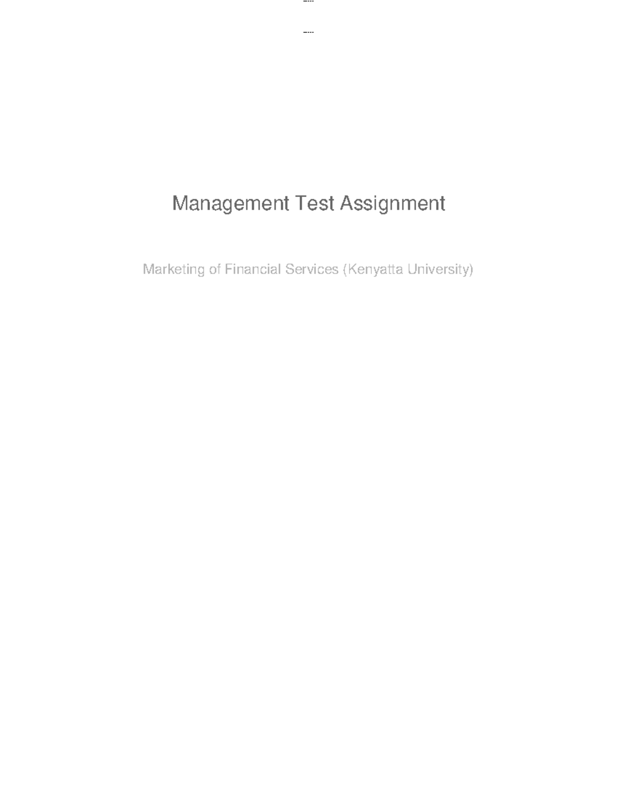 Management test assignment - lOMoAR cPSD| 4747378 Management Test ...