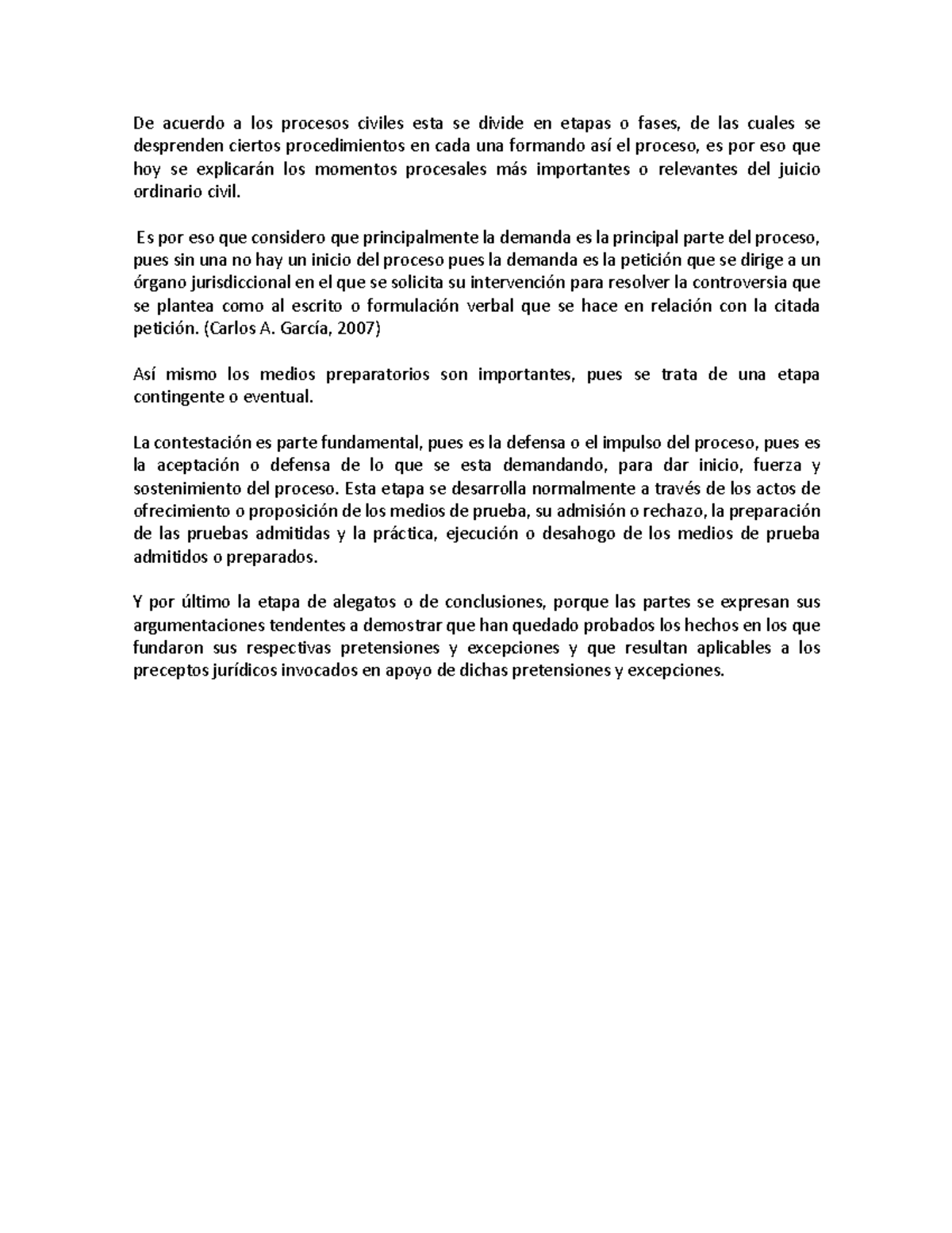 El Juicio Ordinario Civil De Acuerdo A Los Procesos Civiles Esta Se