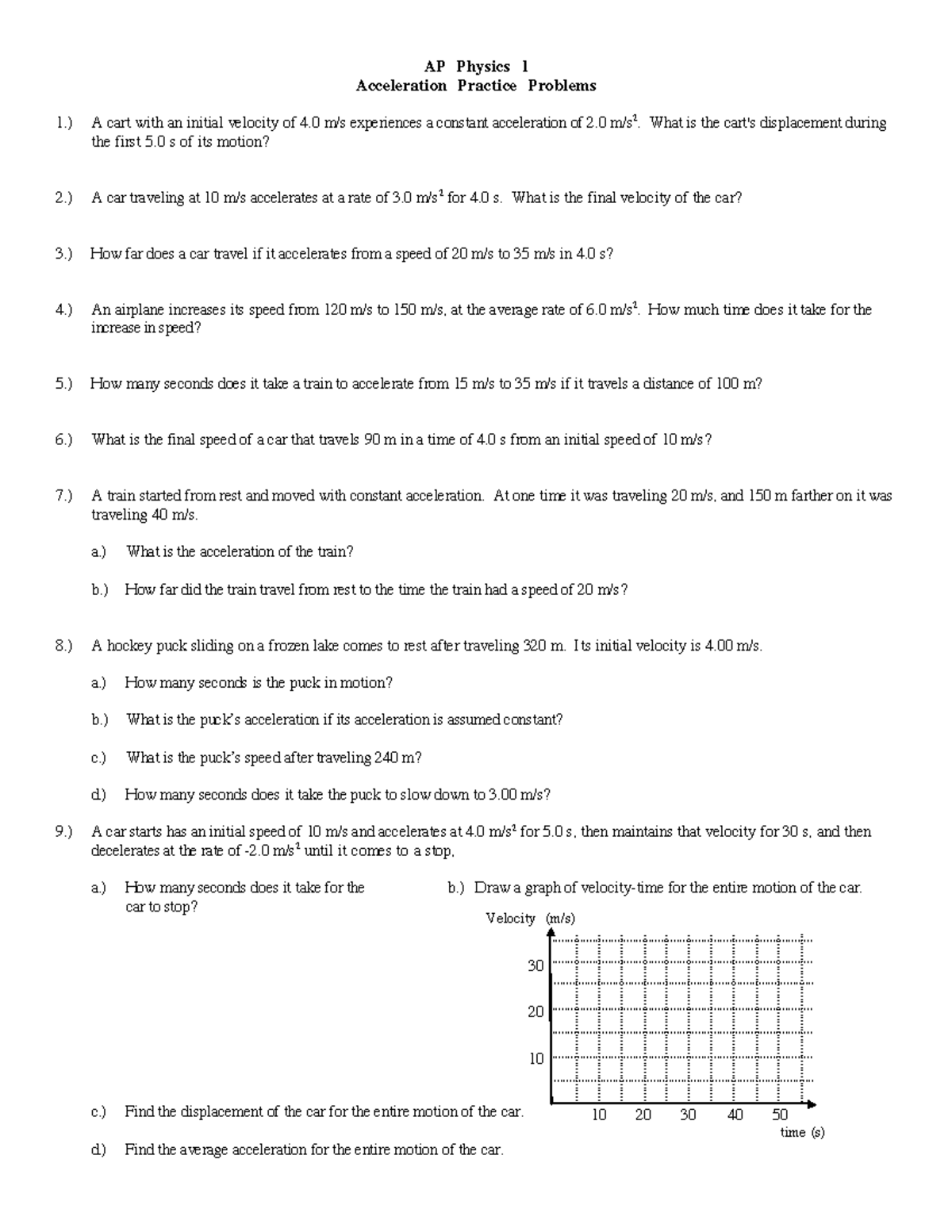 Acceleration Problems 2018 - Studocu