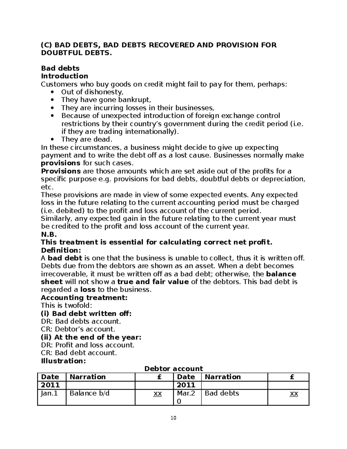 BAD Debts - shcool notes - (C) BAD DEBTS, BAD DEBTS RECOVERED AND ...