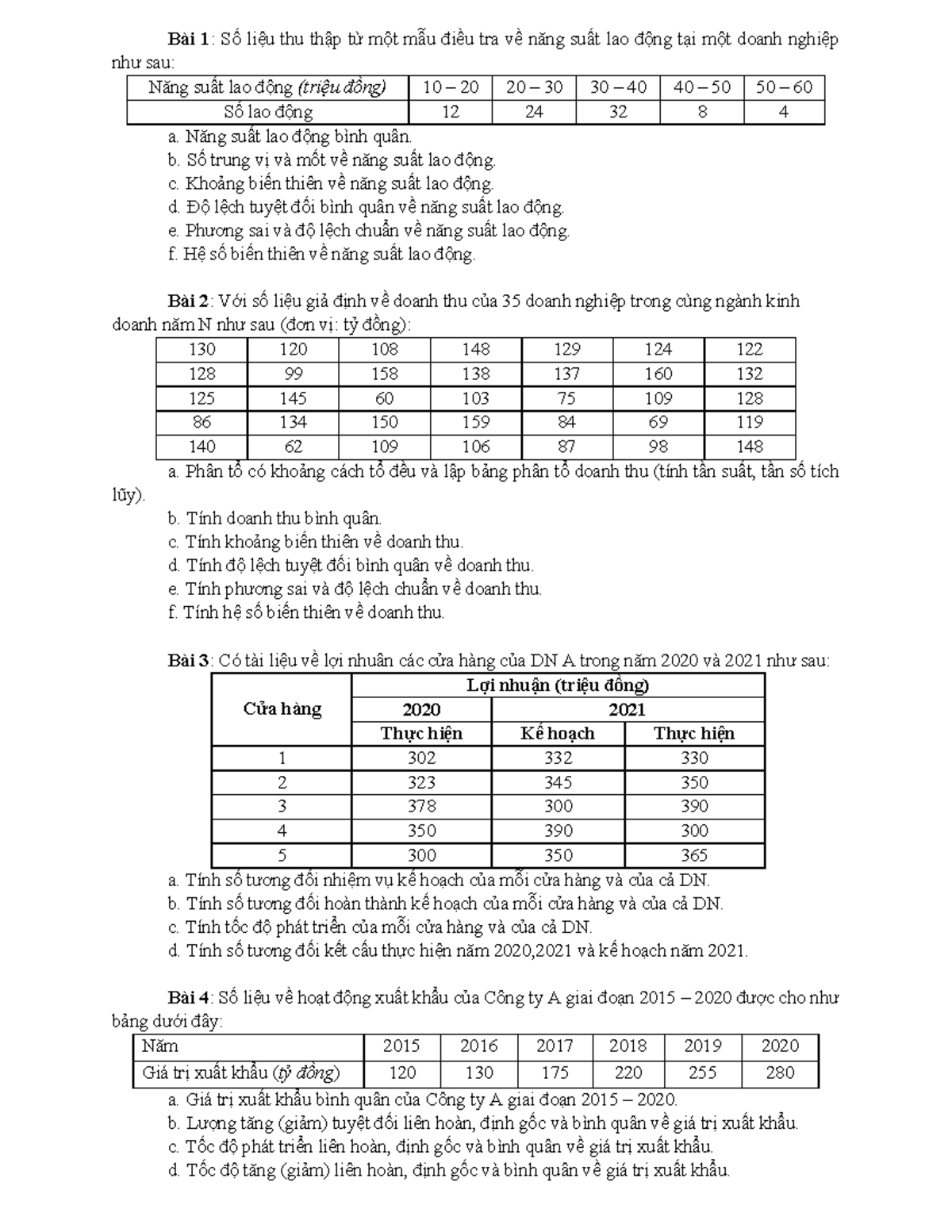 Bài tập môn TKKD (ĐH11MK) - Bài 1: Số liệu thu thập từ một mẫu điều tra ...