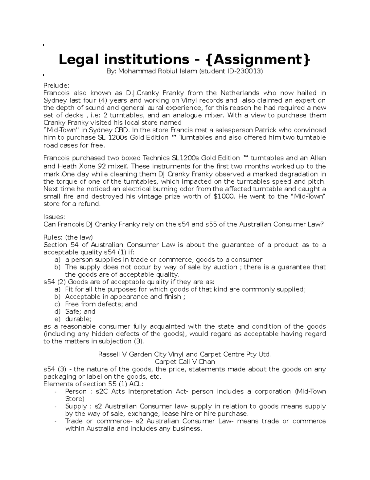 Legal institutions- Assignment - Legal institutions - {Assignment} By ...