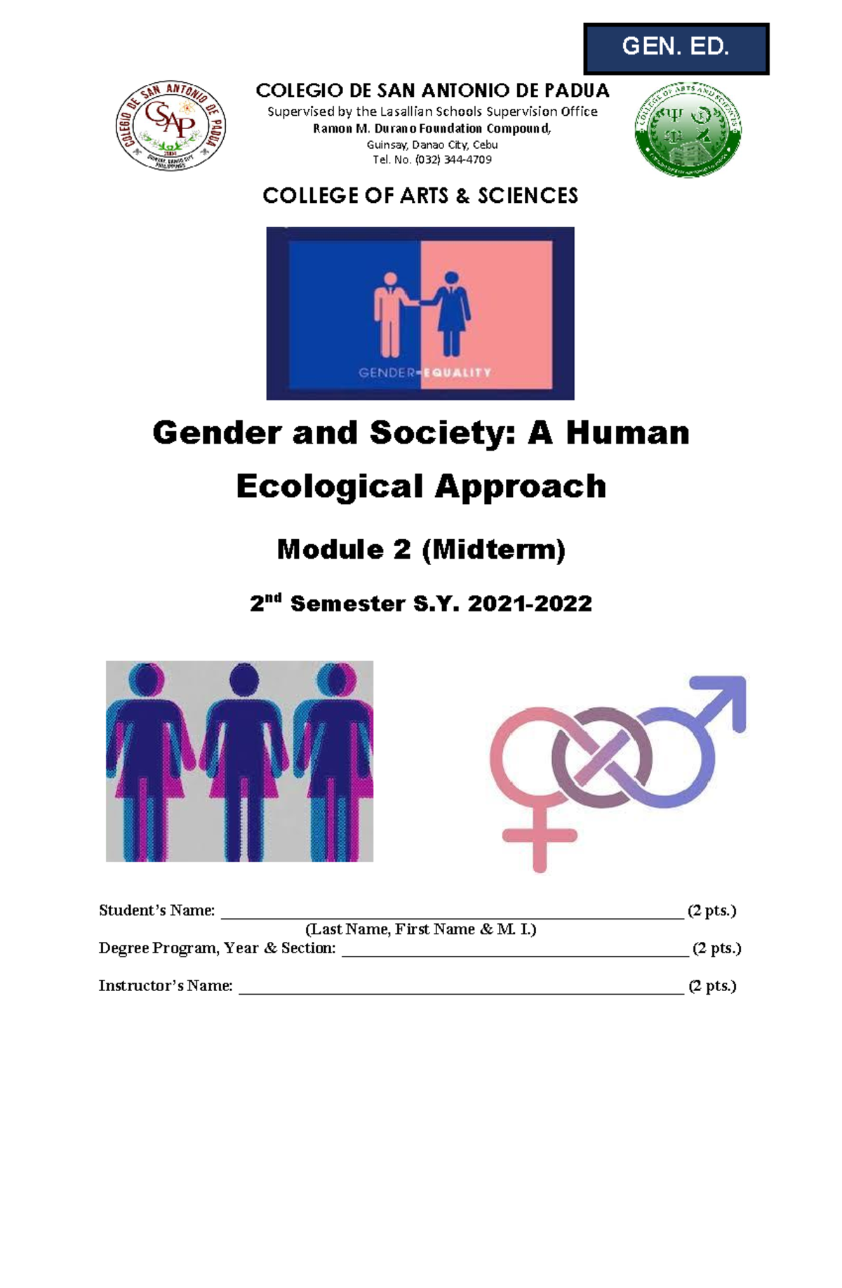 CAS Module 2 Gender and Society - COLLEGE OF ARTS & SCIENCES Gender and ...