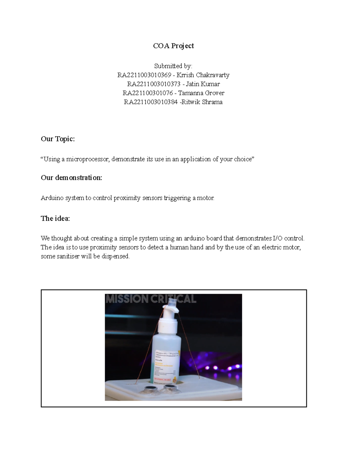 COA Group Project - fssf - COA Project Submitted by: RA2211003010369 ...